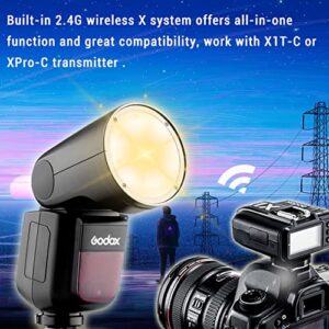 Godox V1-C Round Head Camera Flash Speedlite for Canon, 2.4G Wireless 1/8000S HSS Flash for Canon 6D 7D 50D 60D 500D 550D 600D 650D etc, Suitable for Wedding Portrait Studio Outdoor Photography