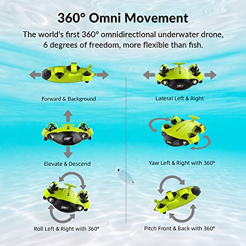 FIFISH V6 Underwater Drone with AI Vision Lock, QYSEA 360° Omnidirectional Movement Underwater ROV with 4K Camera, Portable Robot with VR Control, 166° UWA, App Control, Depth Hold (330ft Dive)