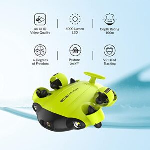 FIFISH V6 Underwater Drone with AI Vision Lock, QYSEA 360° Omnidirectional Movement Underwater ROV with 4K Camera, Portable Robot with VR Control, 166° UWA, App Control, Depth Hold (330ft Dive)