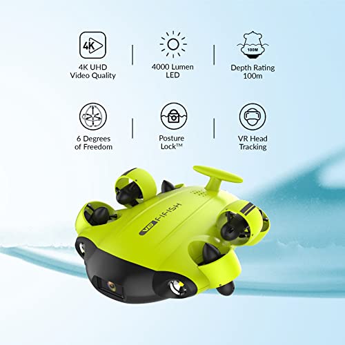 FIFISH V6 Underwater Drone with AI Vision Lock, QYSEA 360° Omnidirectional Movement Underwater ROV with 4K Camera, Portable Robot with VR Control, 166° UWA, App Control, Depth Hold (330ft Dive)