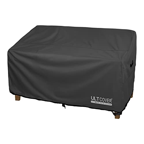 ULTCOVER Waterproof Outdoor Deep Seat Sofa Bench Cover 62W x 40D x 35H inch Patio Furniture Loveseat Cover, Black