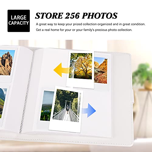 256 Photos Album for Fujifilm Instax Mini Camera, Polaroid 2”x3” ZINK Pictures, 2x3 Photo Album Book for Fujifilm Instax Mini 11 12 9 90 70 40 8 Instant Camera, Polaroid Snap PIC-300 Z2300 Camera (white)