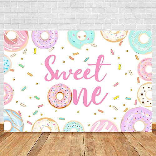 Avezano Donut Sweet One Backdrop Donut 1st Birthday Party Decoration 7x5ft Vinyl Sweet Donut Theme 1st Birthday Party Supplies Girls First Birthday Party Banner Photography Background