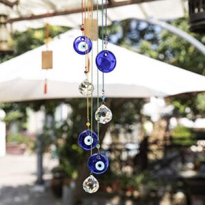 Hanging Crystals Suncatcher Ornament Turkish Blue Evil Eye Decor Crystal Ball Prisms Rainbow Maker Pendant for Window Garden