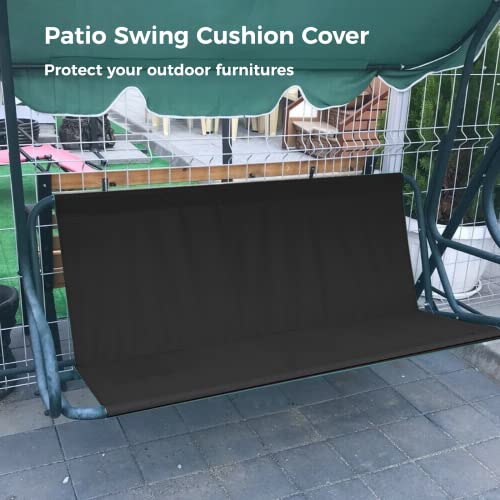 Homaisson Swing Cushion Covers, Waterproof Outdoor Swing Seat Protection Cover, 600D Oxford Cushion Replacement Swing Seat Cover for Patio Garden Yard, Black, 58 x 40 in