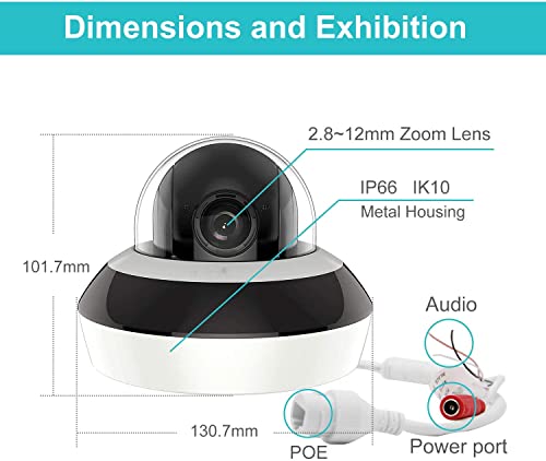 Anpviz 4.0MP(2560x1440) POE IP PTZ Dome Camera Compatible with Hikvision ,4X Optical, 16X Digital Zoom, H.265+ Outdoor Security Camera, Alarm, Pan/Tilt, SD Card Slot