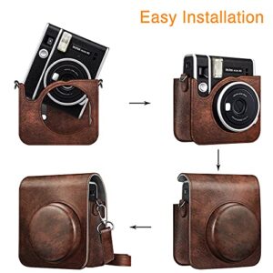 Fintie Protective Case for Fujifilm Instax Mini 40 Instant Camera - Premium Vegan Leather Bag Cover with Removable Adjustable Strap, Vintage Brown