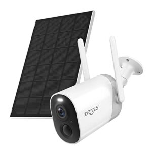 security cameras wireless outdoor, dzees 2k solar powered outdoor security cameras with siren & spotlight, 2.4g wifi wireless surveillance cameras for home security, color night vision/2-way talk/ip66