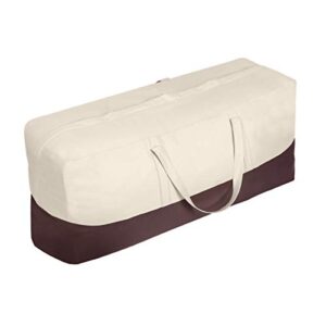 vailge patio cushion/cover storage bag waterproof outdoor patio furniture seat rectanglar cushions storage bag, zippered protective patio cover carrying bag with handles – oversized,beige & brown