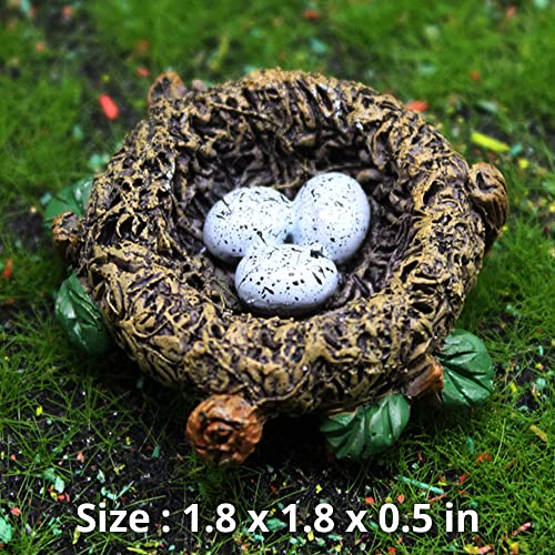 Fairy Garden Accessories, Mini Bird and Bird Nest 4 Piece Miniature Figures Fairy Garden Miniature Moss Landscape DIY Ornament Accessories, Miniature Landscape Decor, Car Decor, Home Decor, Fairy