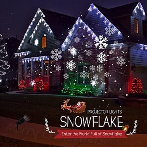 Christmas Snowflake Projector Lights Outdoor, Led Snowfall Show Lights Waterproof Landscape Decorative Christmas Lights Lighting for Xmas Holiday Party Garden Patio Indoor Home Decoration Show