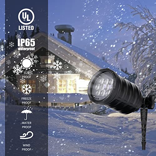 Christmas Snowflake Projector Lights Outdoor, Led Snowfall Show Lights Waterproof Landscape Decorative Christmas Lights Lighting for Xmas Holiday Party Garden Patio Indoor Home Decoration Show