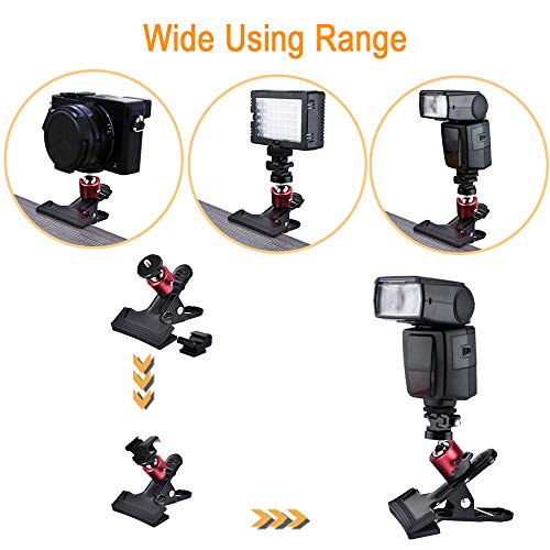 UTEBIT Heavy Duty Tripod Camera Mount Clip Clamp with 360 Degree Swivel Mini Ballhead 2 Pack Photography Accessories Clamp 1/4'' Screw Black Spring Clamp for DSLR Video Photoshoot Studio