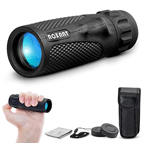 Roxant Viper Monocular Telescope - 10x25 High Definition Weatherproof Pocket Telescope with Hand Grip & BAK4 Prism - with Compact Monocular, Case, Wrist Strap, etc. Monoculars for Adults High Powered