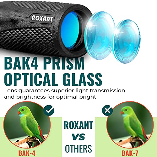 Roxant Viper Monocular Telescope - 10x25 High Definition Weatherproof Pocket Telescope with Hand Grip & BAK4 Prism - with Compact Monocular, Case, Wrist Strap, etc. Monoculars for Adults High Powered