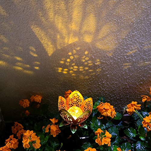 Ydecor 2 Pack Solar Lights Outdoor Pathway Crackle Glass Globe Metal Stake Lights,Garden Lights Solar Powered Flower Shape for Lawn,Patio,Courtyard