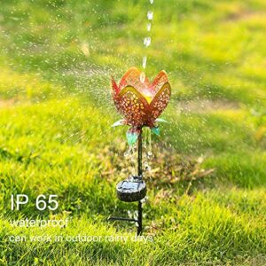 Ydecor 2 Pack Solar Lights Outdoor Pathway Crackle Glass Globe Metal Stake Lights,Garden Lights Solar Powered Flower Shape for Lawn,Patio,Courtyard