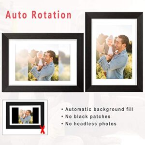 AEEZO WiFi Digital Picture Frame 10.1 Inch IPS Touch Screen HD Display, 8GB Storage, Auto-Rotate, Share Photos & Videos via AiMOR App, Wall Mountable Digital Photo Frame with Black Wood Frame