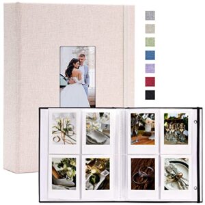 vienrose mini polaroid photo album book 208 pocket 2×3 inch pictures for fujifilm instax mini 7s 8 9 11 25 26 40 50s 90 evo z2300 instant camera, polaroid snap beige 1 pack