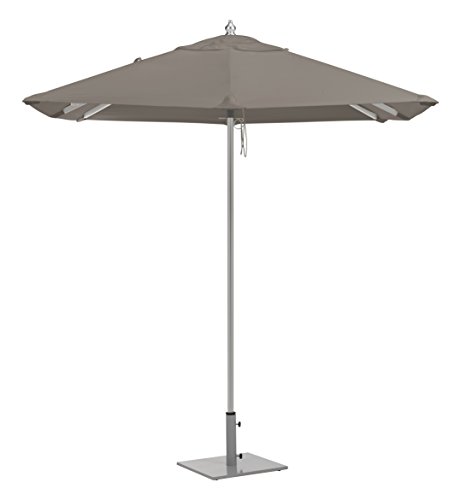 Oxford Garden UAS6TP Brushed Aluminum Frame Taupe Fabric Shade 6.5' Square Sunbrella Market Umbrella