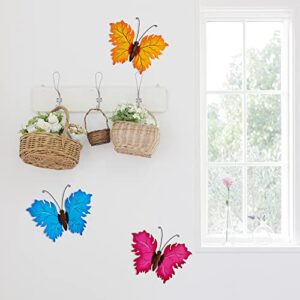 Juegoal 3 Pack Metal Butterfly Wall Art Outdoor Decor, Leaf-shaped Wing Butterflies Wall Sculpture Hanging for Indoor Outdoor Home Bedroom Living Room Office Garden Yard Patio