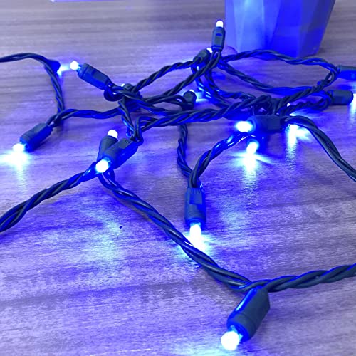 UL Certified LED Christmas String Lights, 17 Feet 50 Count Commercial Grade 5MM Wide Angle Christmas Light Set, Green Wire, Connectable String Light for Patio Garden Wedding Holiday (Blue)