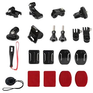 universal action camera accessory kit for gopro hero 11 10 9 8 7 6 5 blcak go pro max insta360 one r/x2/x3 dji osmo action 2 3 akaso sony apeman sports cam, helmet base adhesive tripod adapter mount