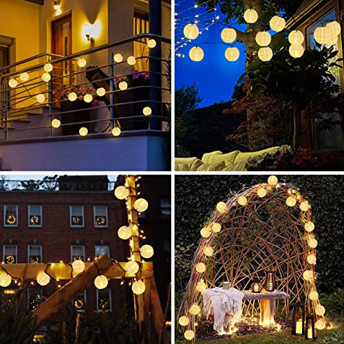 ShuoMei 24Pcs Solar Chinese Lantern String Lights, Chinese New Year Decorations 2023, Decorative Hanging LED Light, Christmas Lights Outdoor for Patio, Garden, Yard, Christmas Decoration (Warm White)