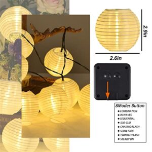 ShuoMei 24Pcs Solar Chinese Lantern String Lights, Chinese New Year Decorations 2023, Decorative Hanging LED Light, Christmas Lights Outdoor for Patio, Garden, Yard, Christmas Decoration (Warm White)