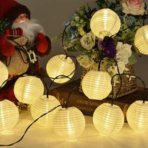 ShuoMei 24Pcs Solar Chinese Lantern String Lights, Chinese New Year Decorations 2023, Decorative Hanging LED Light, Christmas Lights Outdoor for Patio, Garden, Yard, Christmas Decoration (Warm White)