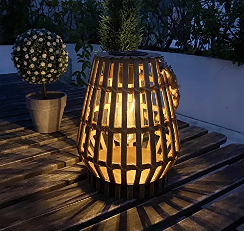 Hanging Solar Lantern Rattan Outdoor Lanterns for Patio Waterproof with Handle Large Bright Natural Bamboo Solar Table Lamp LED Lights Edison Bulb Design Decor for Wedding Yard Garden Farmhouse