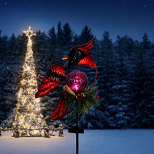 viveta pathway lights solar powered, cardinal decor figurine solar light, cardinal christmas decorations solar garden stake for outdoor yard lawn walkway driveway