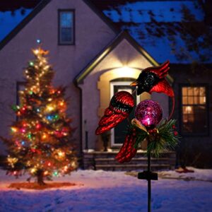 Viveta Pathway Lights Solar Powered, Cardinal Decor Figurine Solar Light, Cardinal Christmas Decorations Solar Garden Stake for Outdoor Yard Lawn Walkway Driveway