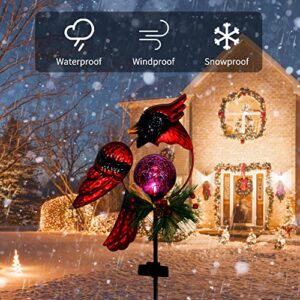 Viveta Pathway Lights Solar Powered, Cardinal Decor Figurine Solar Light, Cardinal Christmas Decorations Solar Garden Stake for Outdoor Yard Lawn Walkway Driveway