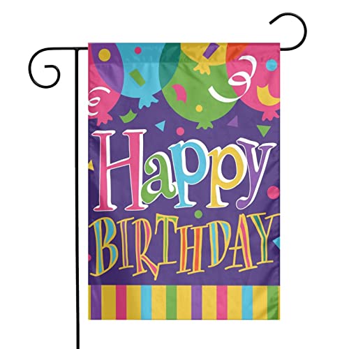 Happy Birthday Garden Flag Double Sided Yard Sign Colorful Garden Flag Banner for Indoor Outdoor Home