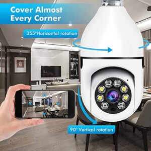 Light Bulb Security Camera 2.4GHz/5GHz WiFi 360 Wireless Light Bulb Camera for Home Security Motion Tracking Alarm, 1080P Light Socket Cameras Night Vision Two-Way Talk Compatible with Alexa, Tuya