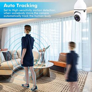 Light Bulb Security Camera 2.4GHz/5GHz WiFi 360 Wireless Light Bulb Camera for Home Security Motion Tracking Alarm, 1080P Light Socket Cameras Night Vision Two-Way Talk Compatible with Alexa, Tuya