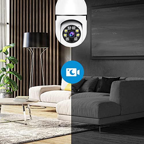 Light Bulb Security Camera 2.4GHz/5GHz WiFi 360 Wireless Light Bulb Camera for Home Security Motion Tracking Alarm, 1080P Light Socket Cameras Night Vision Two-Way Talk Compatible with Alexa, Tuya