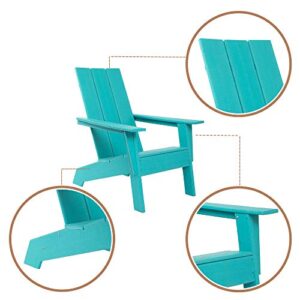 ResinTeak Adirondack Chairs Set of 4, Outdoor Patio Furniture for Fire Pit, Yard, and Deck, Poly Lumber Finish, Modern Collection (Blue)