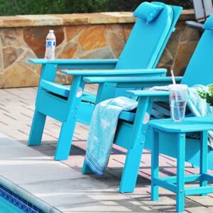 ResinTeak Adirondack Chairs Set of 4, Outdoor Patio Furniture for Fire Pit, Yard, and Deck, Poly Lumber Finish, Modern Collection (Blue)