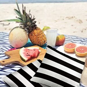 Outdoor Pillows 26x26 Waterproof Outdoor Pillow Covers, Black White Stripes Polyester Throw Pillow Covers Garden Cushion Decorative Case for Patio Couch Decoration Set of 2, Geometric