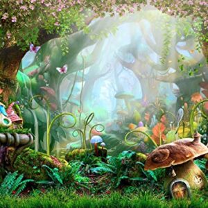 7x5ft Enchanted Forest Photo Backdrop, Fairy Tale Wonderland Backdrop, Alice and Wonderland Backdrop ​for Girl Princess Birthday Party Newborn Baby Shower Banner Decoration Photo Booth Prop