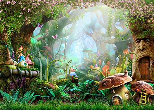 7x5ft Enchanted Forest Photo Backdrop, Fairy Tale Wonderland Backdrop, Alice and Wonderland Backdrop ​for Girl Princess Birthday Party Newborn Baby Shower Banner Decoration Photo Booth Prop