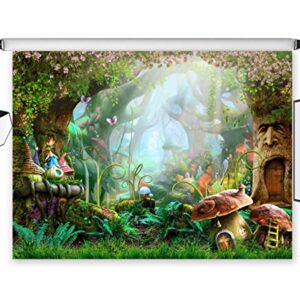 7x5ft Enchanted Forest Photo Backdrop, Fairy Tale Wonderland Backdrop, Alice and Wonderland Backdrop ​for Girl Princess Birthday Party Newborn Baby Shower Banner Decoration Photo Booth Prop