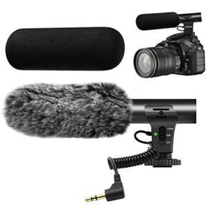 tikysky camera microphone, m-1 video microphone for dslr interview shotgun mic for canon nikon sony fuji videomic with windscreen 3.5mm jack