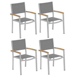 oxford garden travira armchair – titanium sling – tekwood natural arm caps – 4 pack