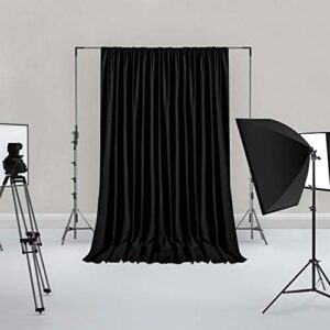 Hiasan Black Backdrop Curtains for Parties, Polyester Photography Backdrop Drapes for Family Gatherings, Wedding Decorations, 5ftx10ft, Set of 2 Panels