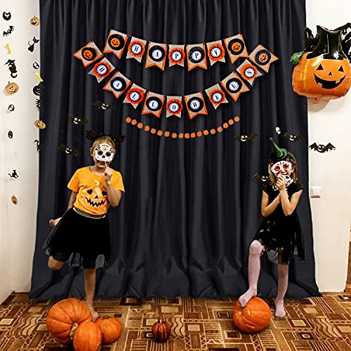 Hiasan Black Backdrop Curtains for Parties, Polyester Photography Backdrop Drapes for Family Gatherings, Wedding Decorations, 5ftx10ft, Set of 2 Panels