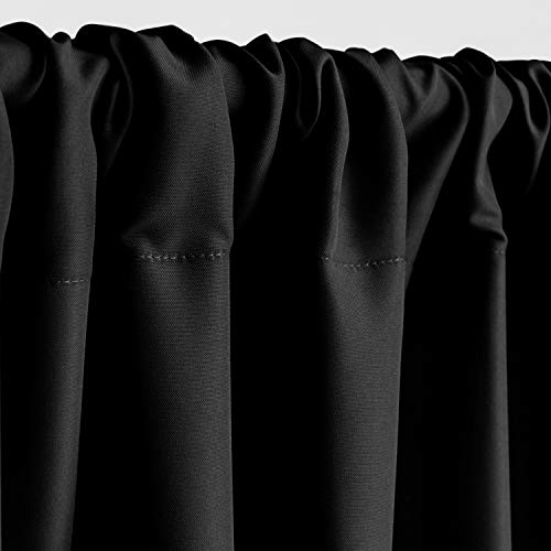 Hiasan Black Backdrop Curtains for Parties, Polyester Photography Backdrop Drapes for Family Gatherings, Wedding Decorations, 5ftx10ft, Set of 2 Panels