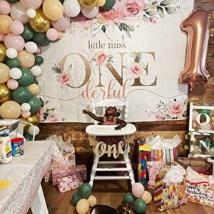 Avezano Miss Onederful Birthday Backdrop Pink Floral 1st Birthday Backdrop Sweet Baby Girl First Birthday Party Decoration Banner (7x5ft)